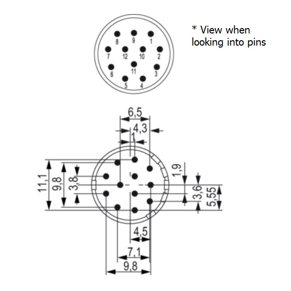 M23 Data Cable Connector Male (Housing/Insert/Contacts) | DamenCNC B.V.