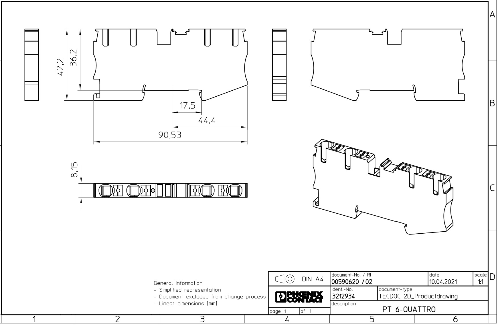Feed-through terminal - PT 6-QUATTRO - 3212934 (GRAY) | DamenCNC B.V.