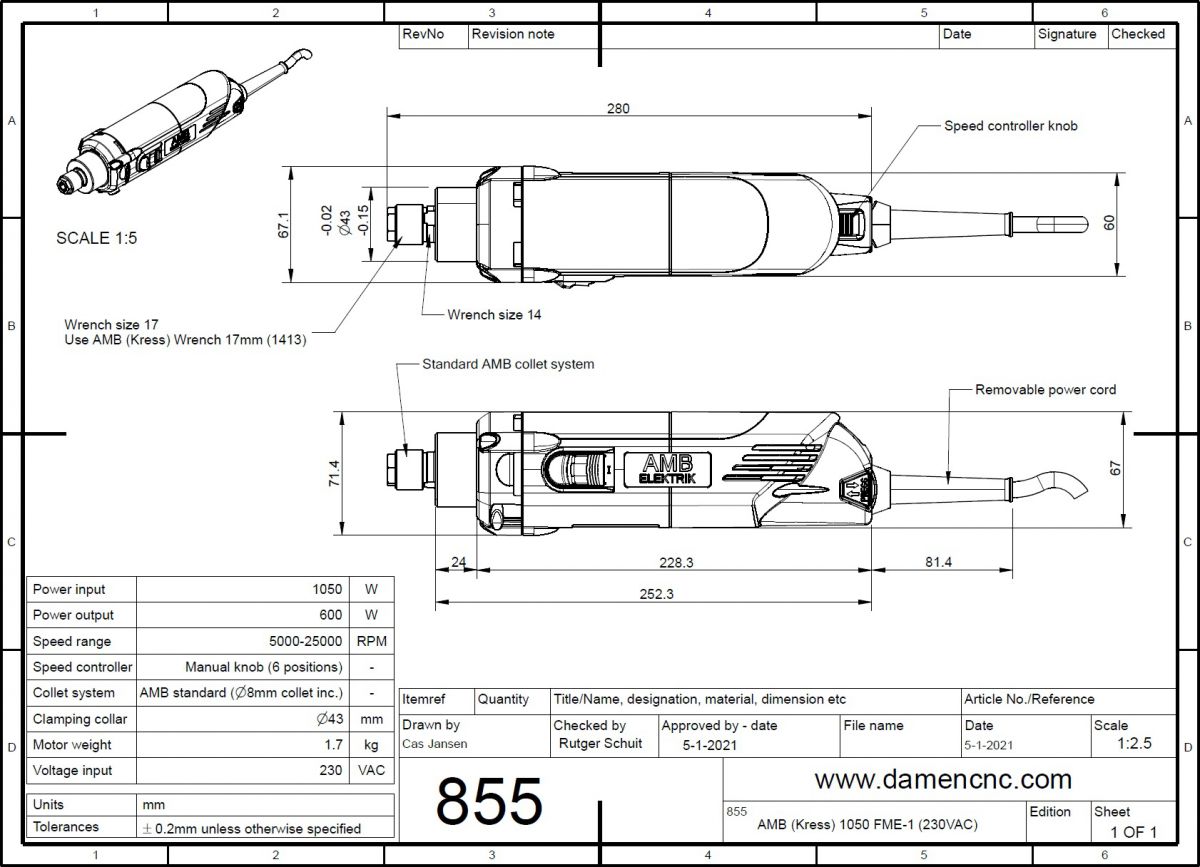AMB (Kress) 1050 FME-1 (230VAC) | DamenCNC B.V.