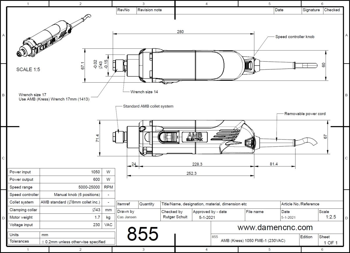 AMB (Kress) 1050 FME-1 (230VAC) | DamenCNC B.V.